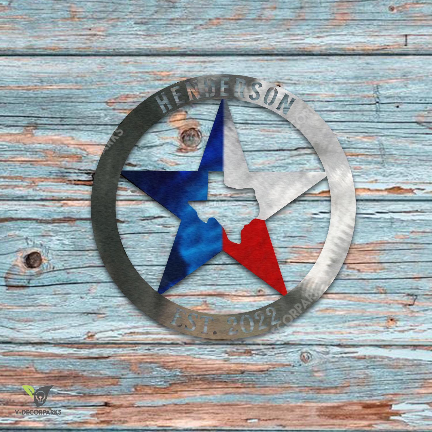 Custom Lone Star And Texas Map Metal Sign, Texas Large Sign – Pamotee