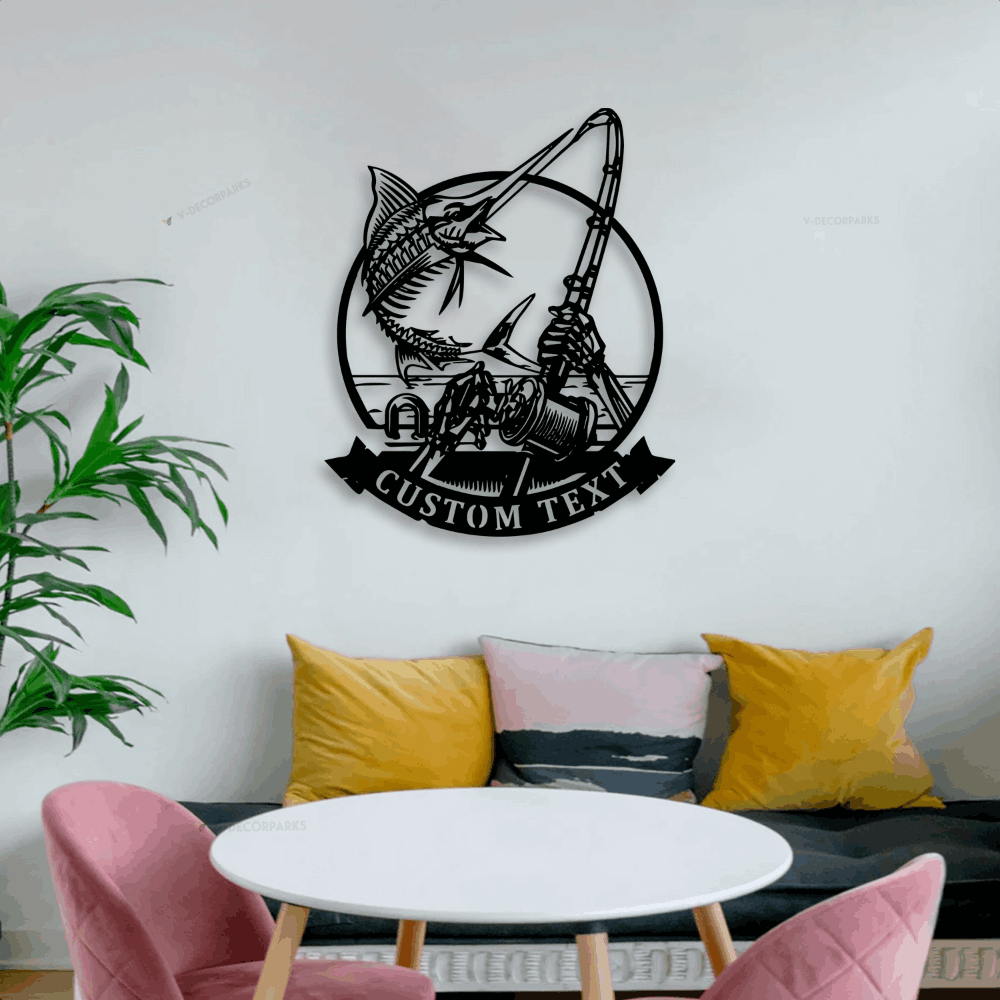 Custom Skeleton Marlin Fishing Metal Sign Led Lights, Personalized ...