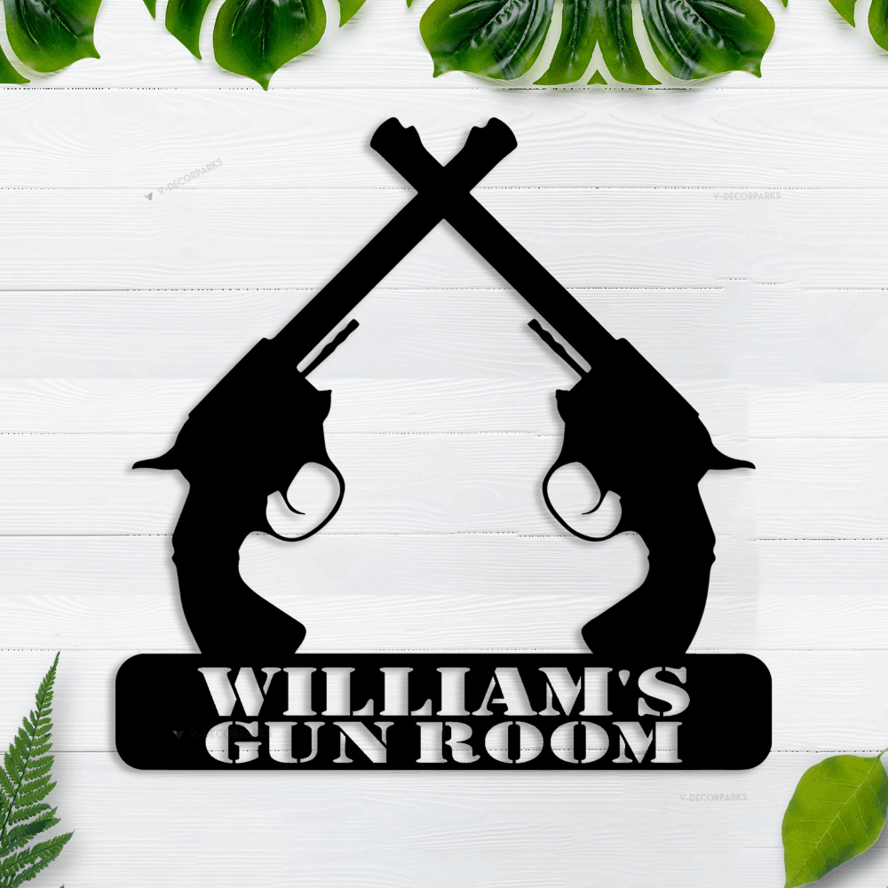 Personalized Six Shooter Cowboy Gun Metal Sign With Led Lights, Custom ...