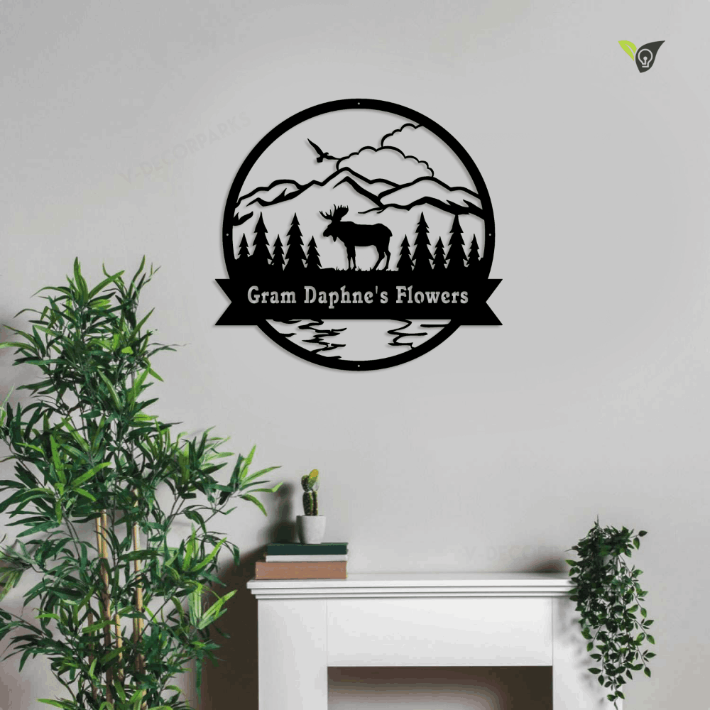 Great Outdoors Moose Monogram Metal Sign With Led Lights, Metal Wall ...