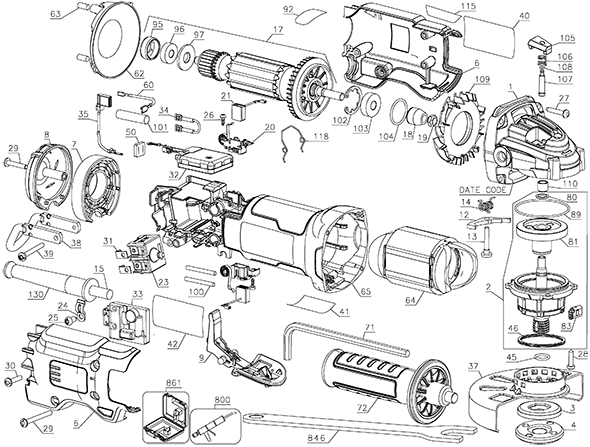 Dewalt DWE4222N Type 3 Electric Grinder | Partswarehouse