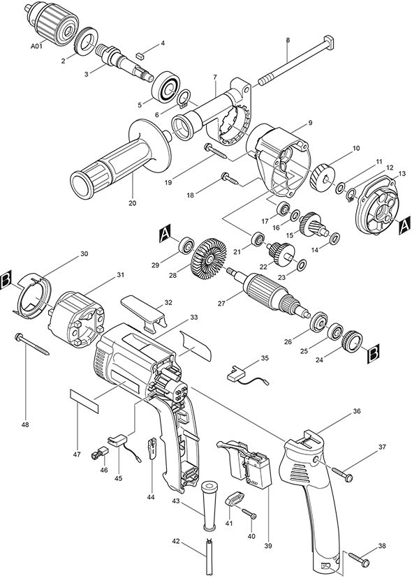 Makita DP4002 Type 2 Electric Drill | Partswarehouse