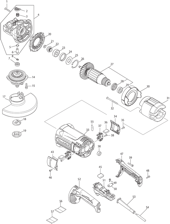 Makita GA7082 Angle Grinder | Partswarehouse