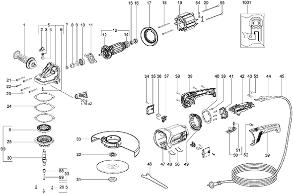 Metabo W24-180MVT Type 06466420 Angle Grinder | Partswarehouse