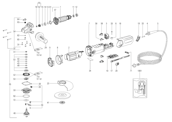 Metabo WA13-125 Quick HTIK Type 21038000 Angle Grinder | Partswarehouse