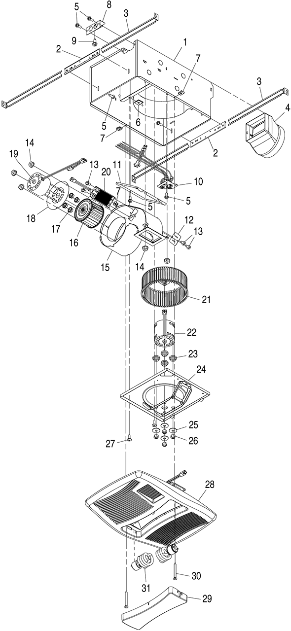 Nutone QTXN110HFLT Ceiling Heater | Partswarehouse