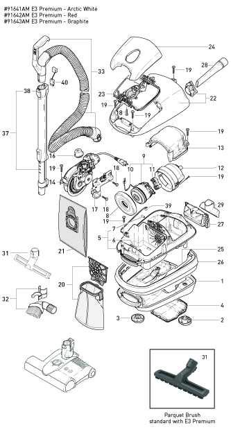 Sebo 91643AM Air Belt E3 Premium Graphite | Partswarehouse