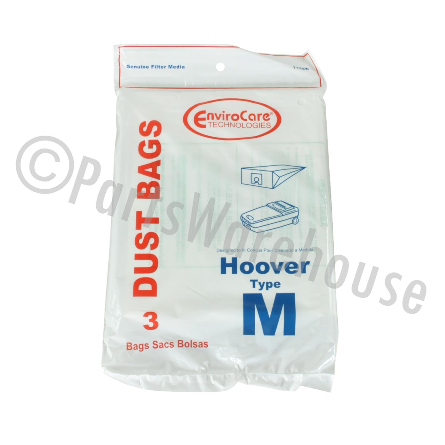 Hoover Paper Bag Type M DMSION 3 pack #HOO-4010037M - Vacuum Parts and ...
