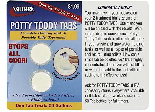 Valterra Products Llc Potty Toddy Tabs 2/Card #VLP-Q5003VP - Rv Parts ...