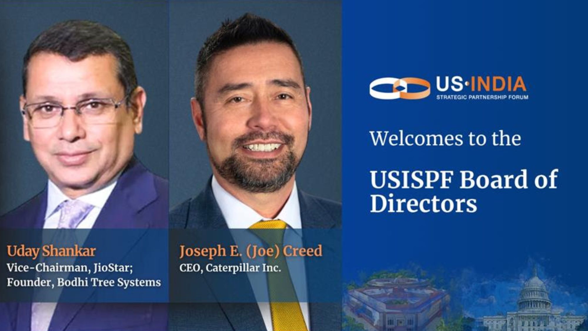 Uday Shankar and Joe Creed appointed to USISPF Board